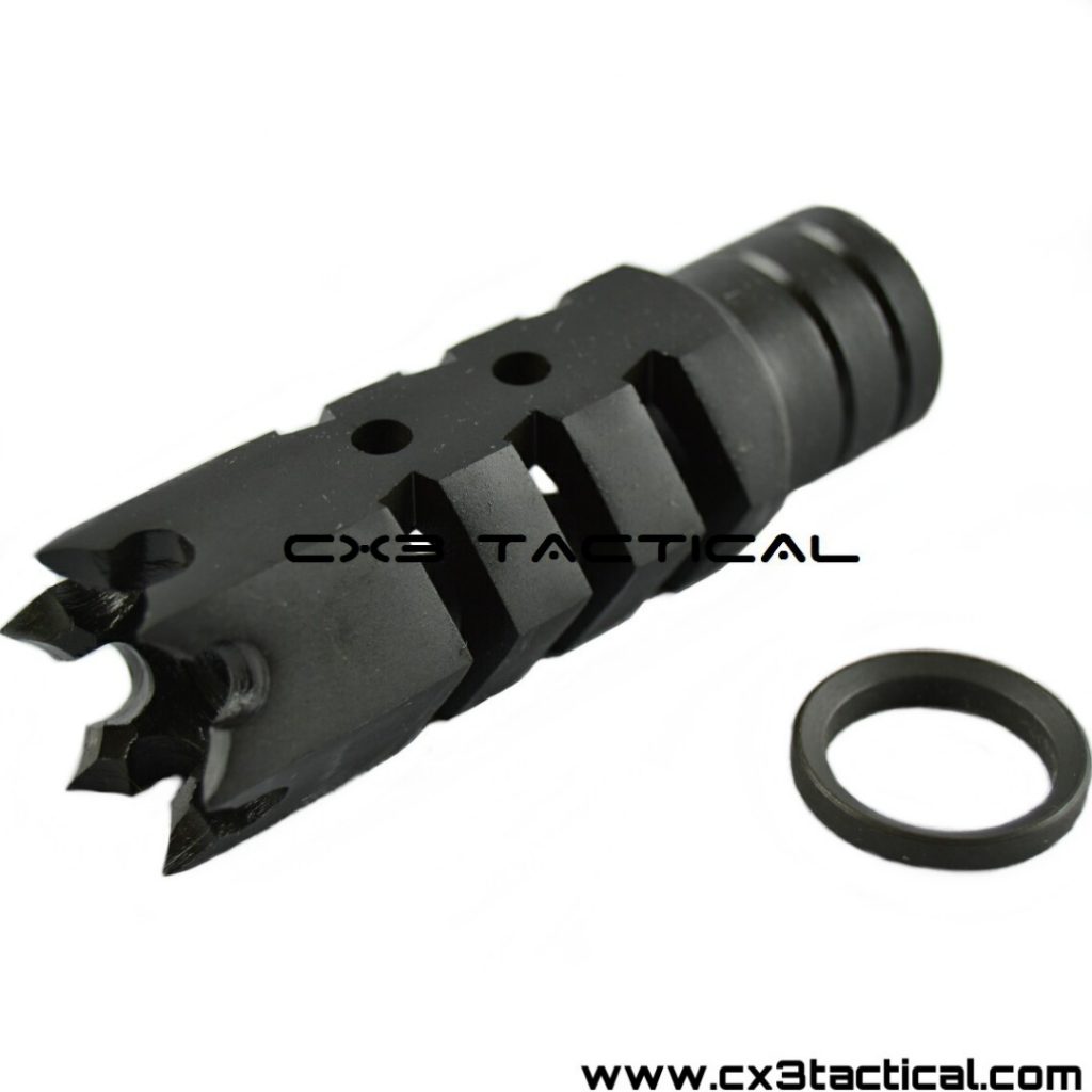 .308 Shark Muzzle Brake Fishbone Compensator 5/8-24 TPI Crush Washer ...