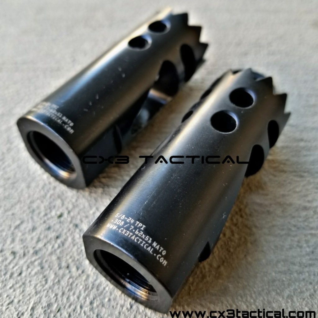 308 Muzzle Brake Shark Compensator Comp Door Breach Breech 5/8-24 TPI 7 ...